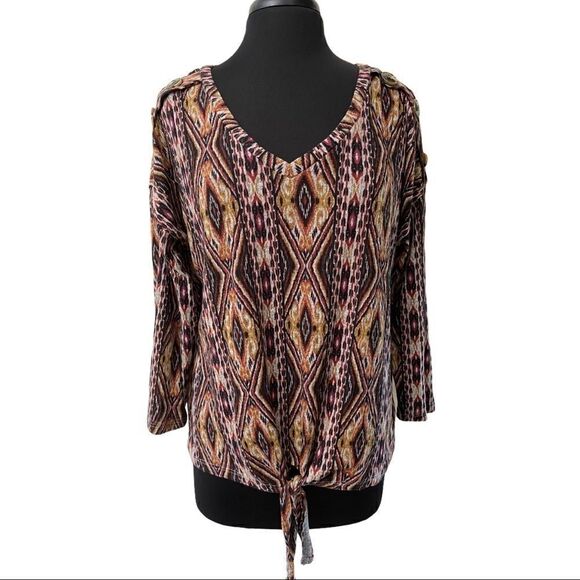 Signature Studio | Tops | Signaturestudio Aztec Print Front Tie Hem Top ...